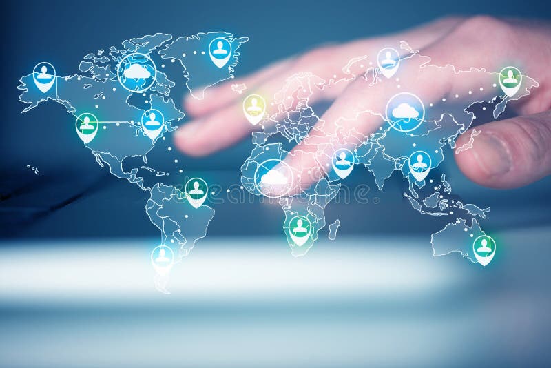 Keyboard with High Tech User Map Icons Stock Illustration ...