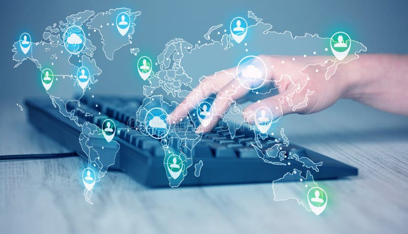 Keyboard with High Tech User Map Icons Stock Illustration ...