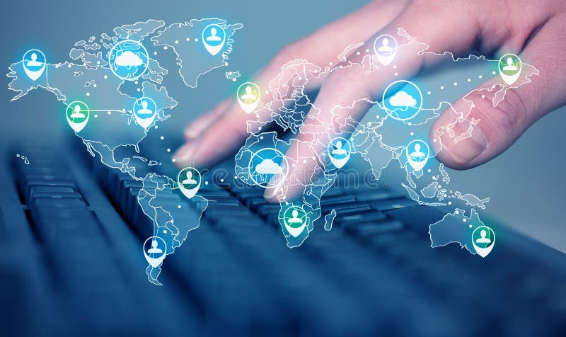 Keyboard with High Tech User Map Icons Stock Illustration ...