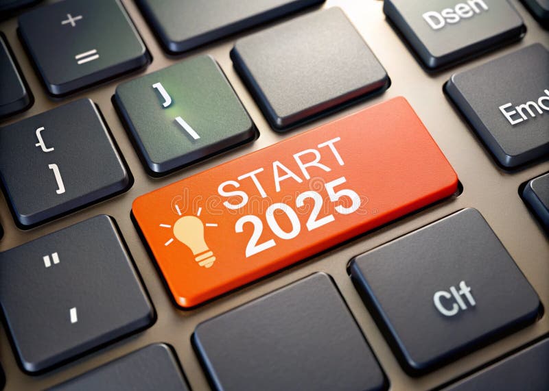 Keyboard Highlighted 2025 Start Button Symbolizing New Beginnings ...