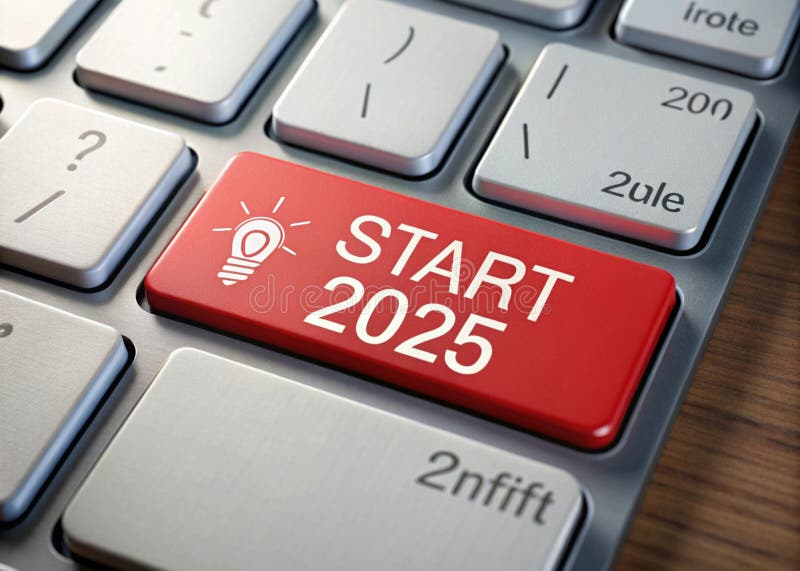 Keyboard Highlighted 2025 Start Button Symbolizing New Beginnings ...