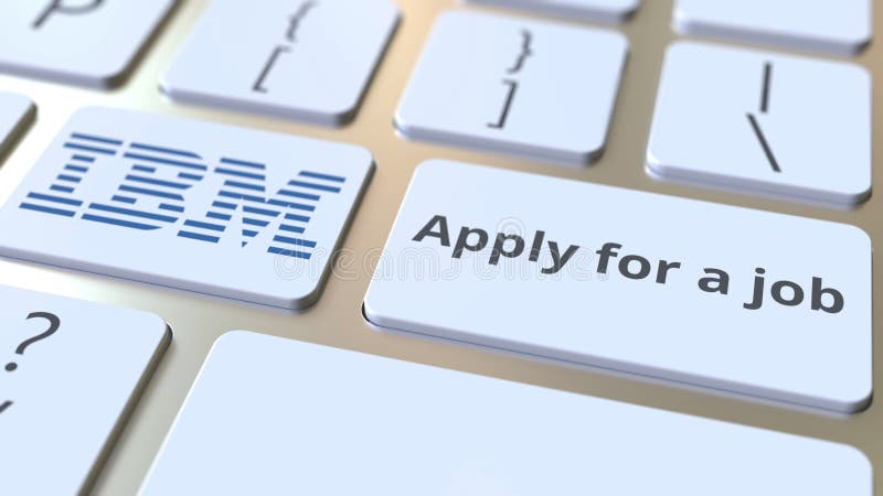 Keyboard with IBM Company Logo and Apply for a Job Text on the Keys ...