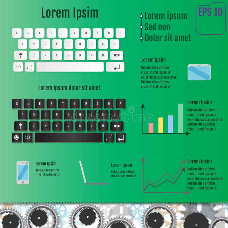 Keyboard Infographic Concept. Vector Stock Illustration - Illustration ...