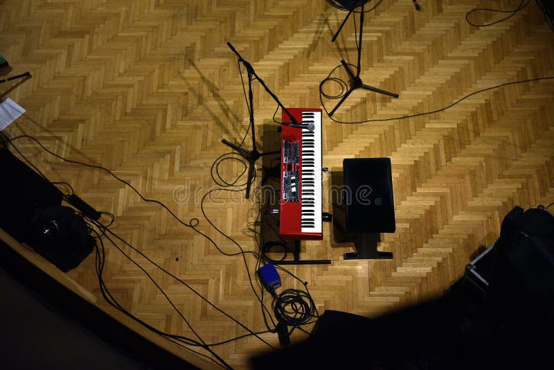 Keyboard Instrument in Stage Lights Stock Photo - Image of musical ...