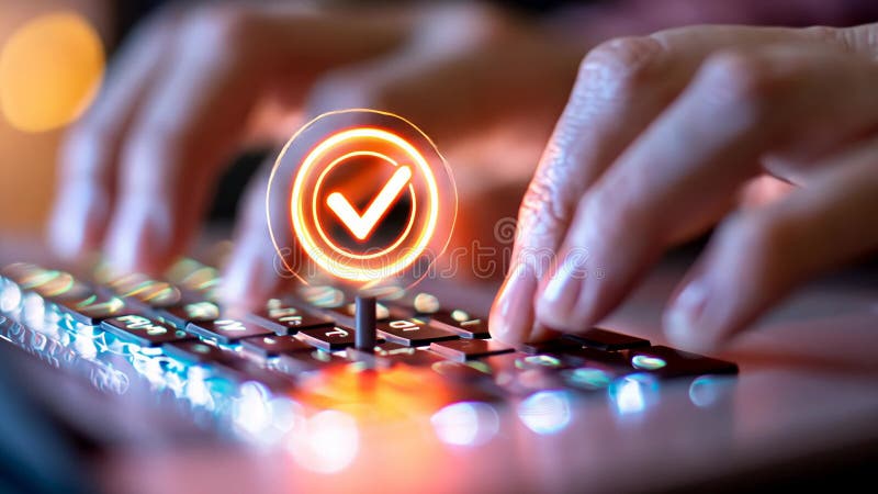 Keyboard Interaction with Glowing Checkmark for Digital Approval ...