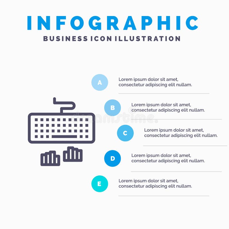 Keyboard, Interface, Type, Typing Blue Infographics Template 5 Steps ...