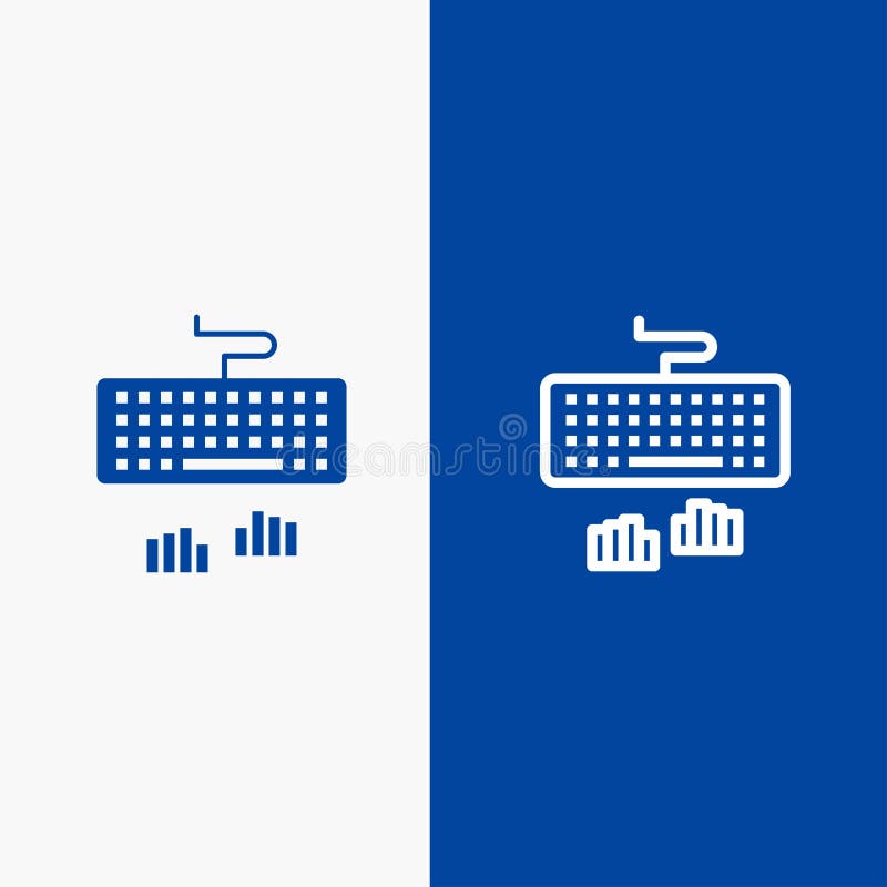 Keyboard, Interface, Type, Typing Line and Glyph Solid Icon Blue Banner ...