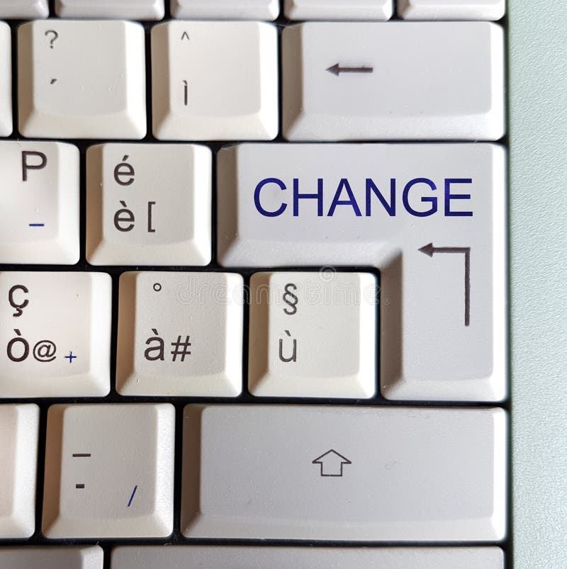 Keyboard with Key with the Answer Written: Change Stock Image - Image ...