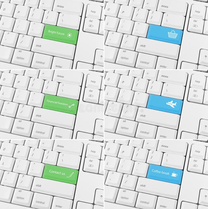 Keyboard Key Concept Collection Stock Photo - Image of community, blue ...