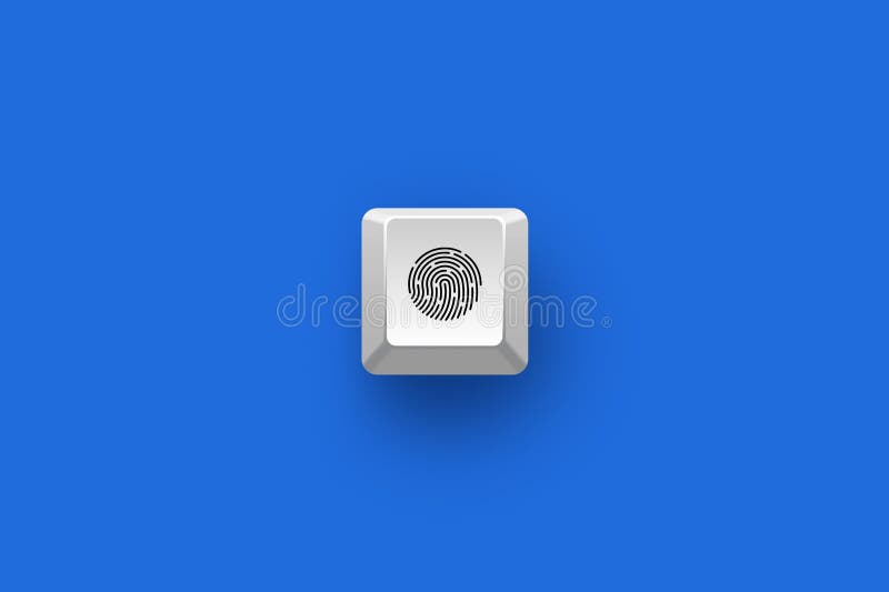 Keyboard Key with Fingerprint Symbol on Blue Stock Illustration ...