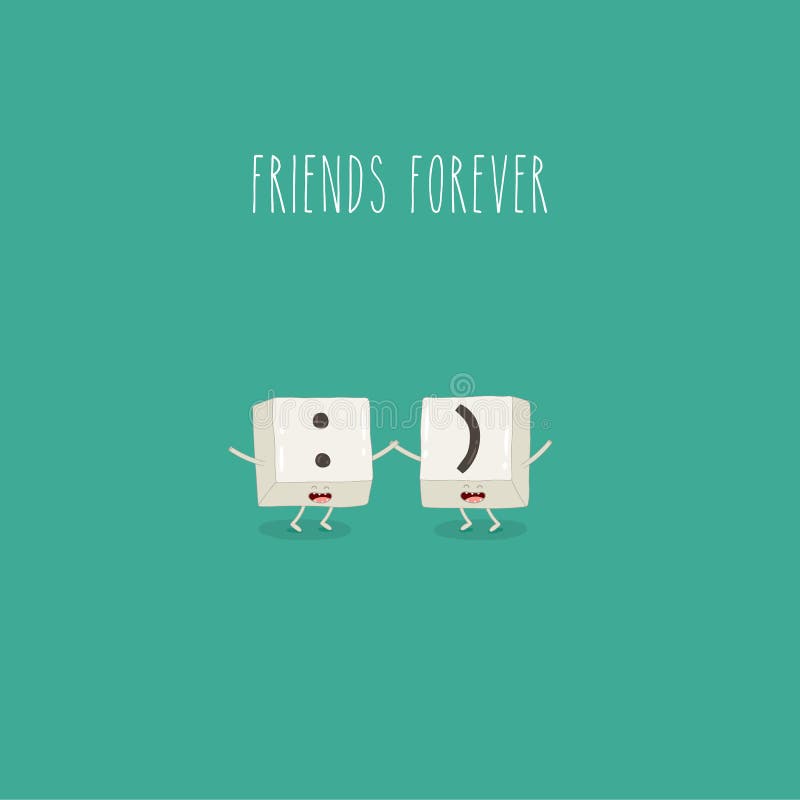 Keyboard Keys are Friends Forever. Vector Graphics Stock Illustration ...