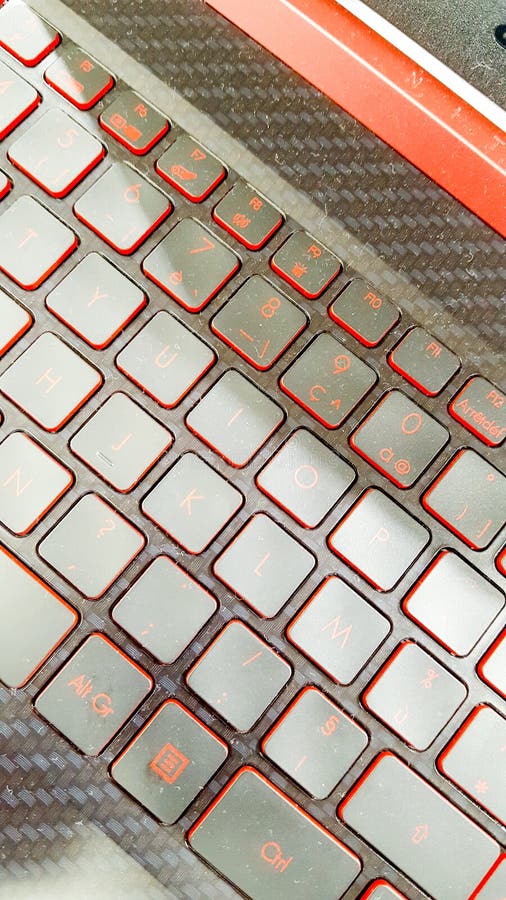 Keyboard Keys of the Laptop Backlight Red Light Stock Image - Image of ...