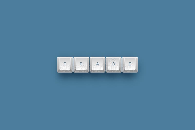 Keyboard Keys Spelling TRADE on Blue Background. Stock Image - Image of ...