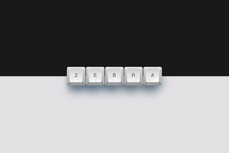 Keyboard Keys Spelling ZEBRA on Black and White Stock Photo - Image of ...
