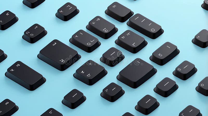 Keyboard Keys with Symbols on Blue Background Stock Illustration ...
