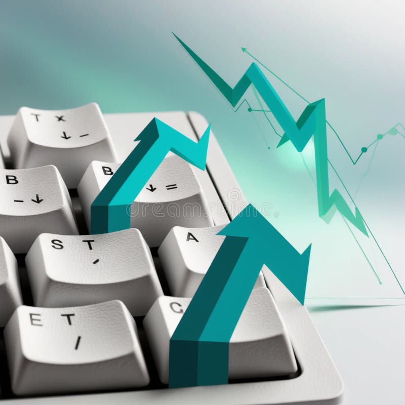 Keyboard Keys Transformed into Financial Graphs Stock Illustration ...