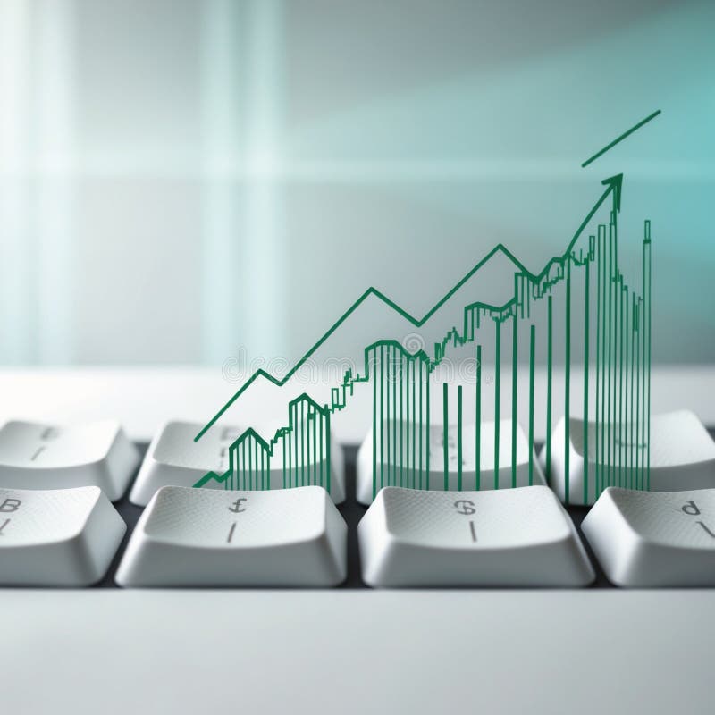 Keyboard Keys Transformed into Financial Graphs Stock Illustration ...