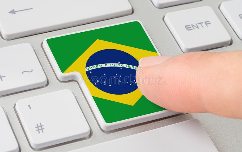 A Keyboard with a Labeled Button - Flag of Brazil Stock Image - Image ...
