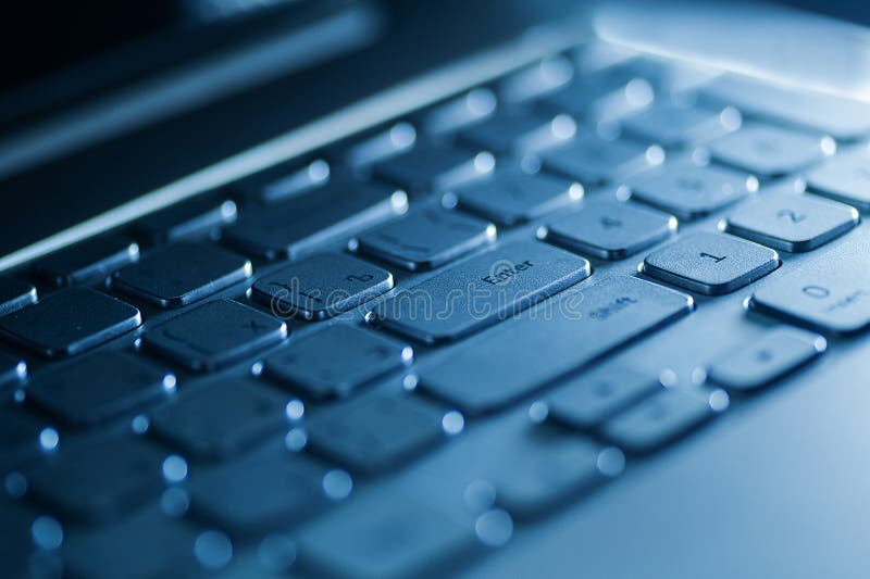Keyboard on a Laptop in Blue Color Stock Image - Image of help ...