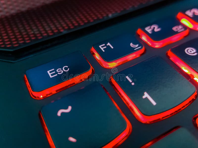 Keyboard of Laptop Highlighted by Red Lights Stock Image - Image of ...