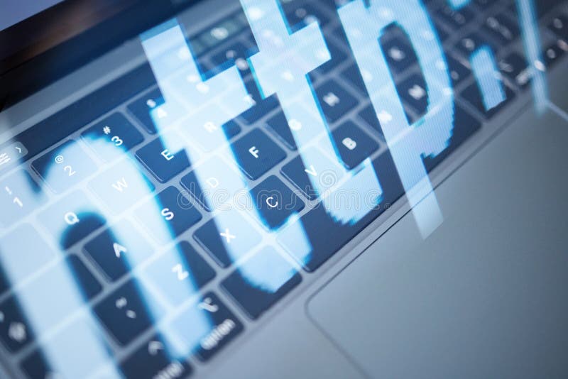 Keyboard, Laptop and Website HTTP URL for Cyber Security, Digital ...