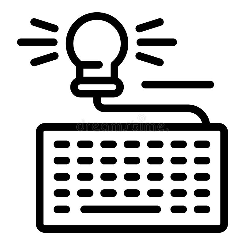 Keyboard with Light Bulb Icon, Outline Style Stock Vector ...