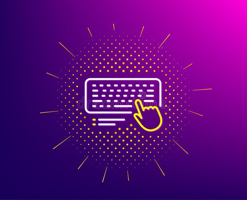 Keyboard Line Icon. Computer Component Device Sign. Neon Light Speech Bubble. Vector Stock Image ...