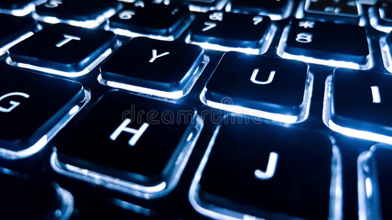 The Keyboard is Lit Up in Blue and White Stock Footage - Video of glow ...