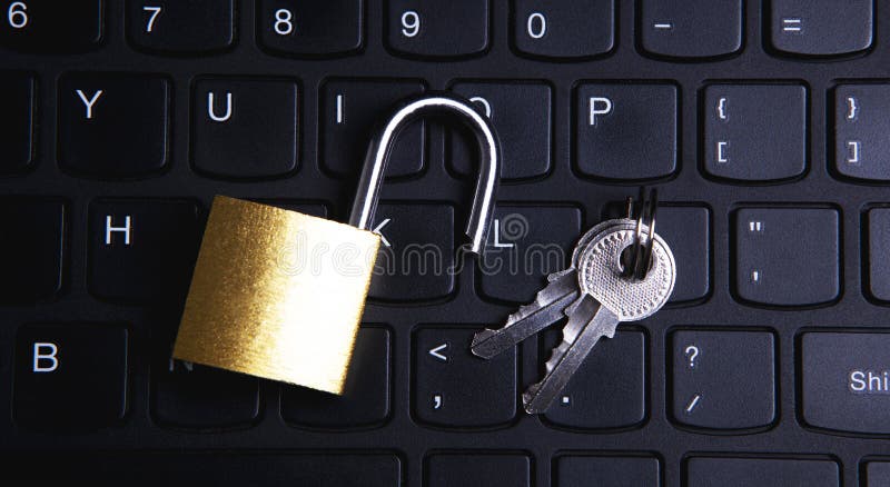 Keyboard and lock stock photo. Image of cipher, encryption - 141729540