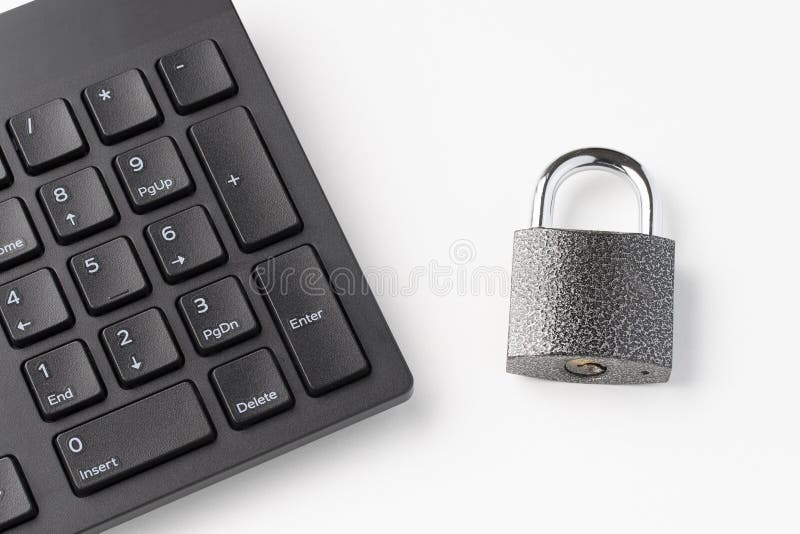 Keyboard and Lock with the Keys Stock Photo - Image of circuit, modern ...
