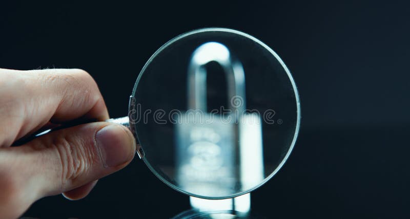 Keyboard with Lock and Magnifying Glass Stock Photo - Image of ...