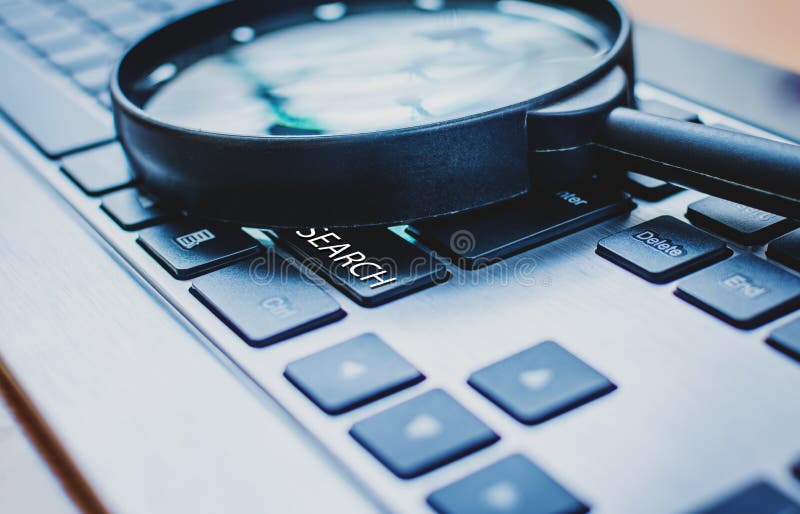 Keyboard and magnifier stock image. Image of service - 88546313