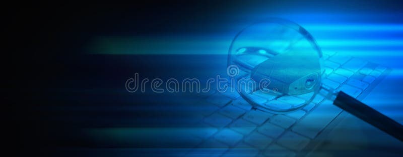 On the Keyboard a Magnifier and a Lock. Security Search Concept Stock ...