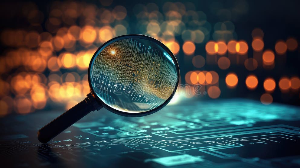 Keyboard Magnifying Glass Code Stock Illustration - Illustration of ...