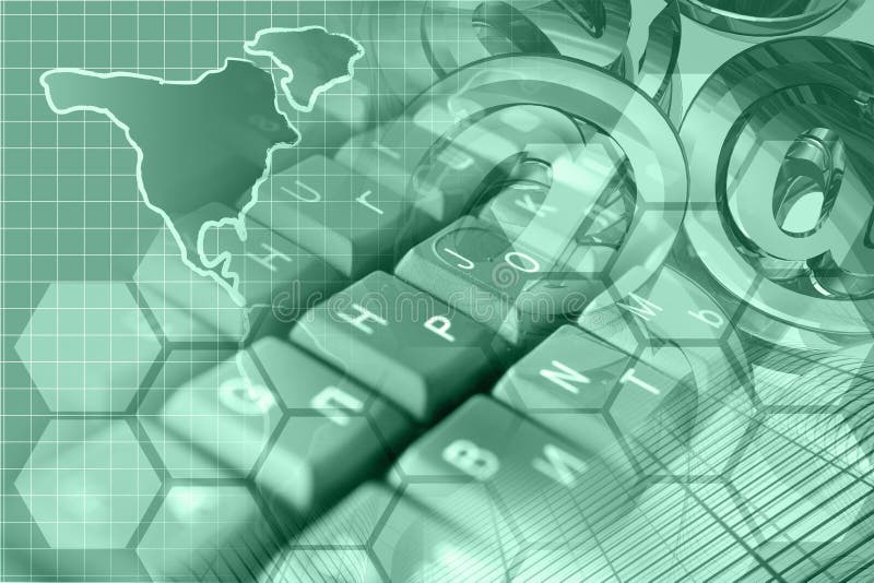 Keyboard, Mail Signs and Map Stock Illustration - Illustration of ...