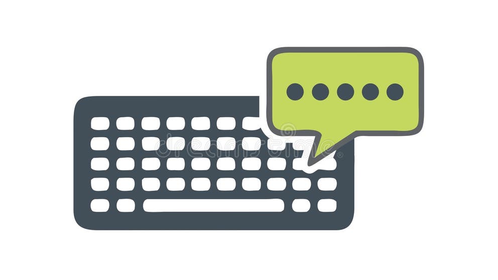 Keyboard with Message Box Vector Icon for Digital Messaging, Vector ...
