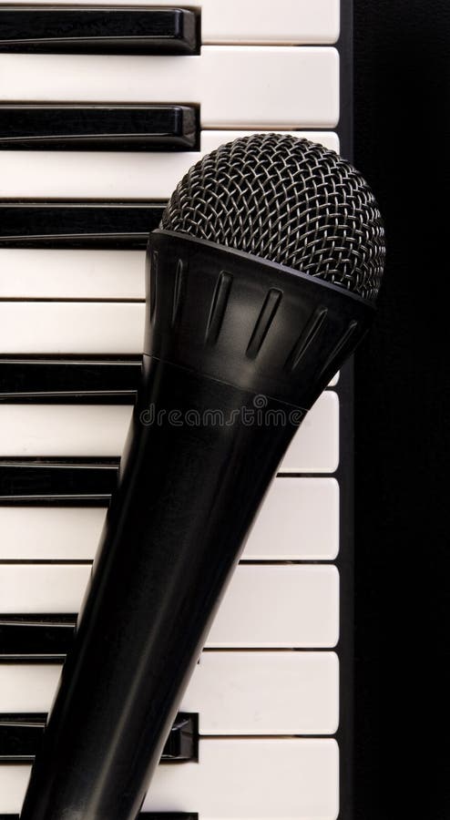 Keyboard and microphone stock image. Image of play, monochrome - 14987989