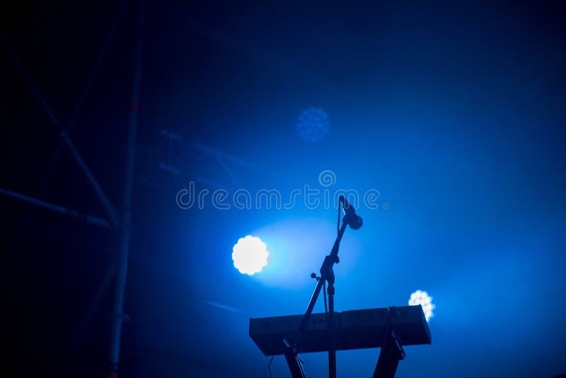 Keyboard and Microphone on the Stage Stock Image - Image of performance ...