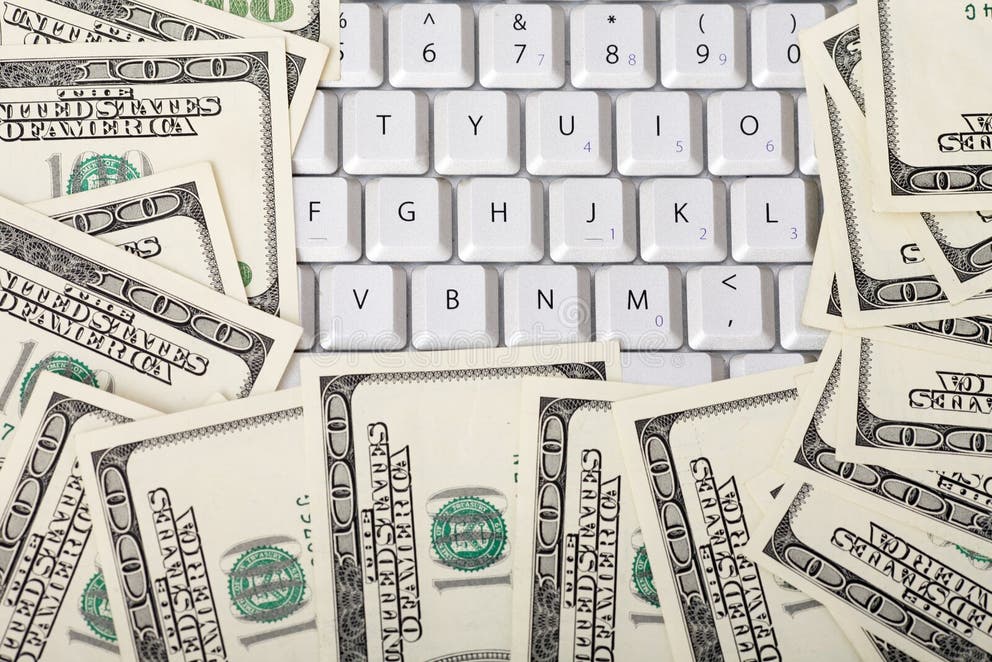 Keyboard with money stock photo. Image of success, loan - 15691388