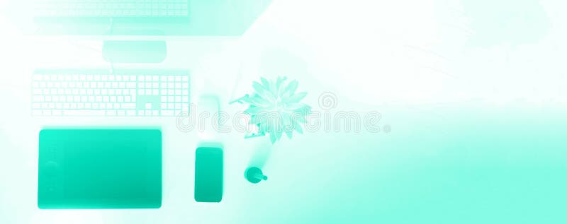 Keyboard, Mouse, Computer Display with Black Blank Screen. Trendy Green ...