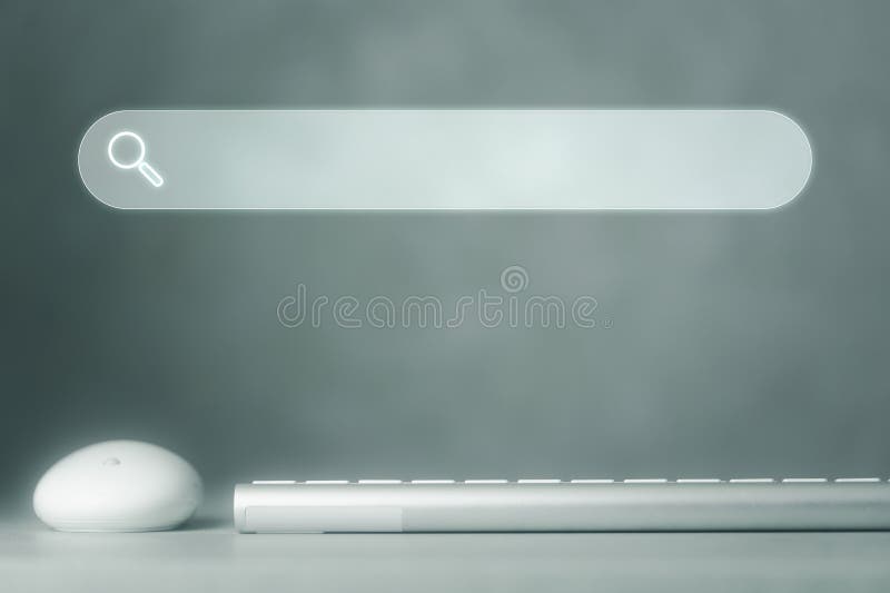 Keyboard and Mouse Computer on Table in Office with Searching Browsing ...