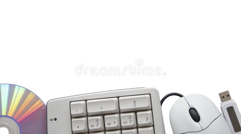 Keyboard, Mouse, Disc And Flash On White Stock Image - Image of ...