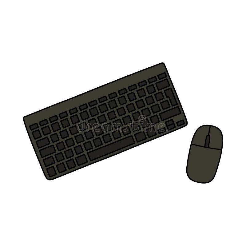 Keyboard and Mouse Doodle Icon, Vector Color Line Illustration Stock ...