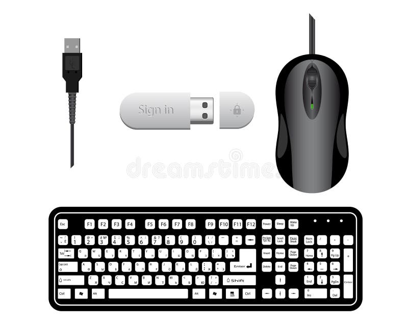 Keyboard Mouse USB Flash Drive Stock Vector - Illustration of ...