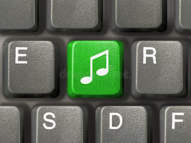 Keyboard with music key stock photo. Image of headphones - 2396920
