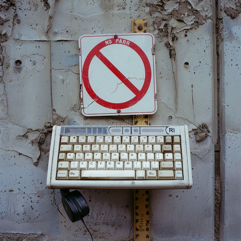 Keyboard Near No Parking Sign, Caution for Drivers Stock Illustration ...