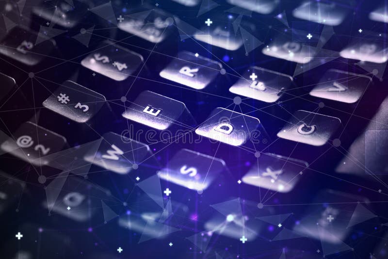 Keyboard with Network Concept Stock Image - Image of hart, computer ...