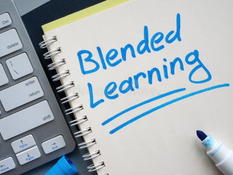Keyboard and Notebook with Inscription Blended Learning. Stock Photo ...