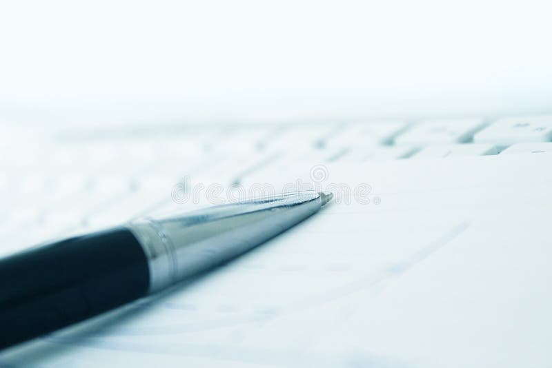 Keyboard and Notepaper with Pen Stock Image - Image of control ...