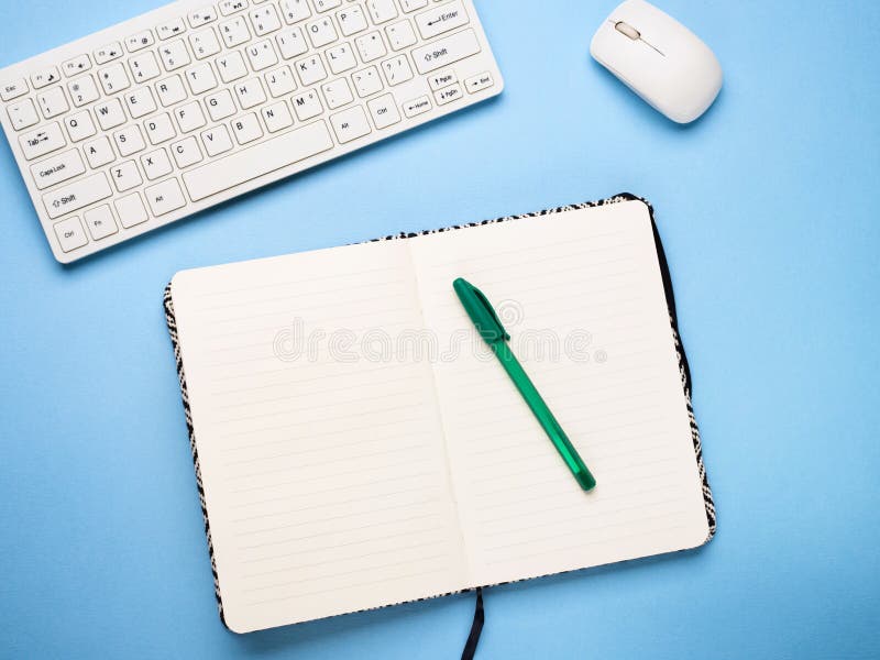 Keyboard, Open Notebook and Pen. Writing Concept Stock Image - Image of ...